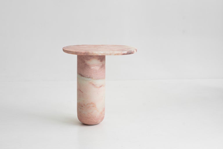 "Bold" Pink Marble Bold Side Table For Sale at 1stDibs