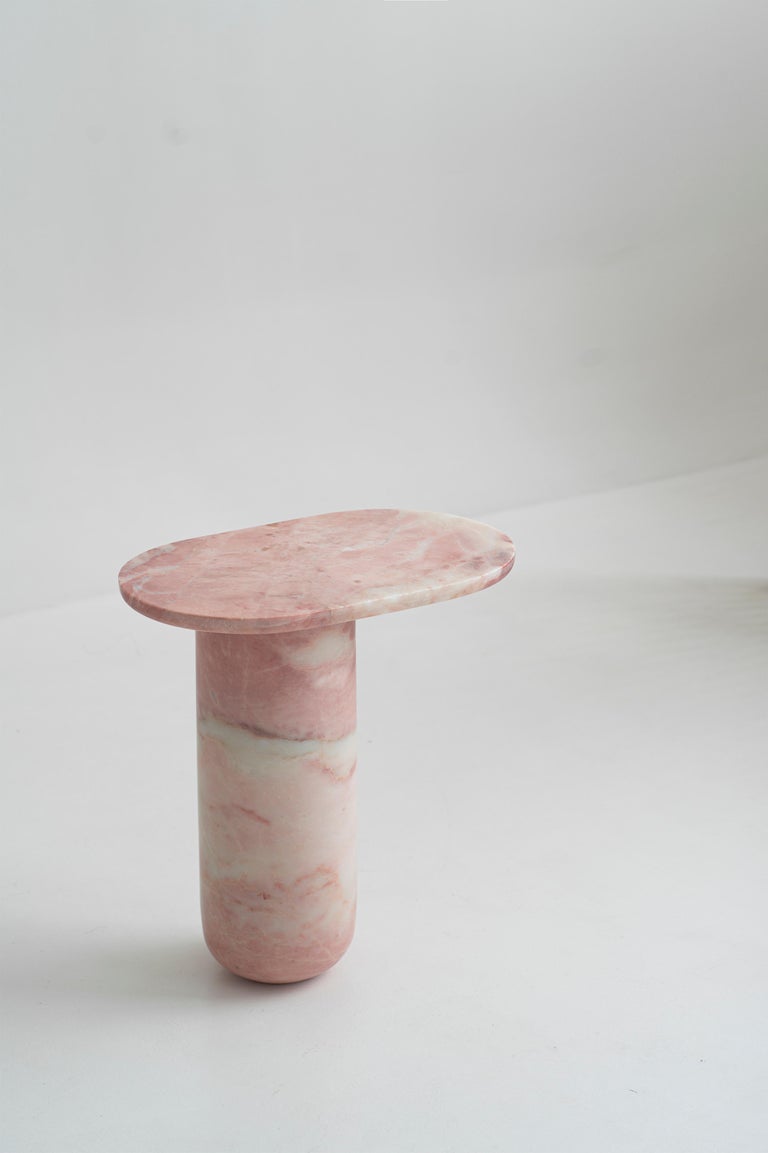 "Bold" Pink Marble Bold Side Table For Sale at 1stDibs