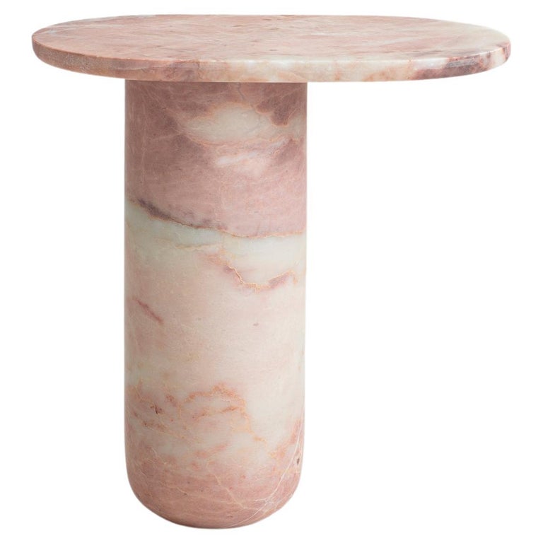 "Bold" Pink Marble Bold Side Table For Sale at 1stDibs