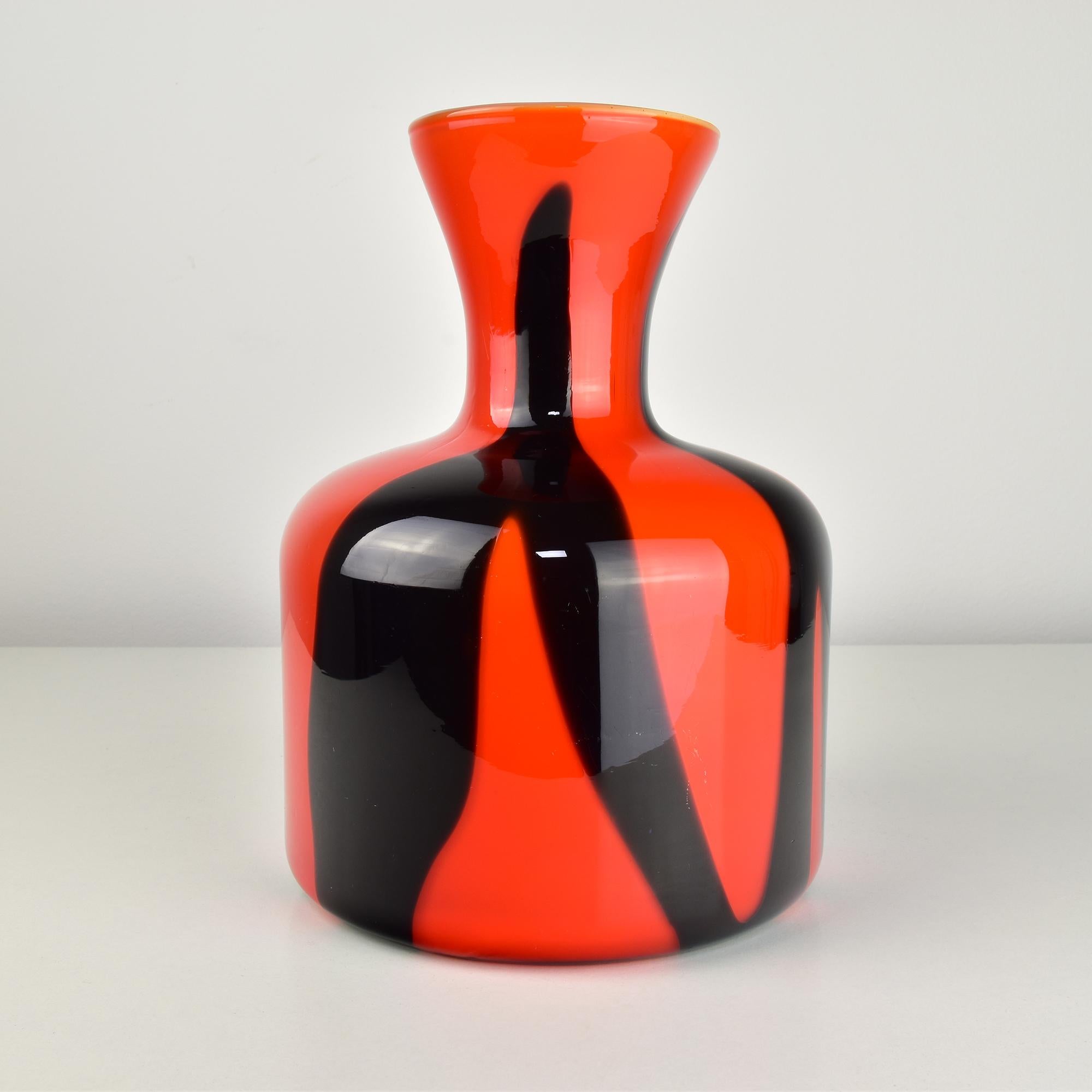 Bold Red and Black Empoli Glass Vase - Vintage Eclectic Italian ...
