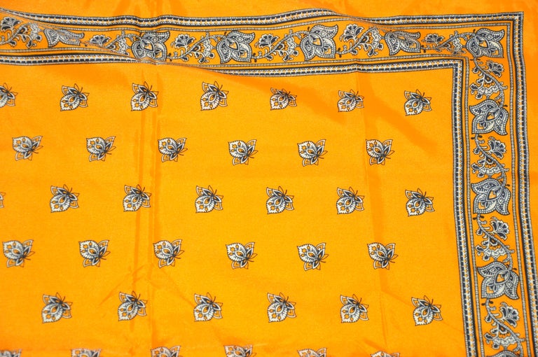 Bold Tangerine "Honeybee Florals" Scarf For Sale at 1stDibs