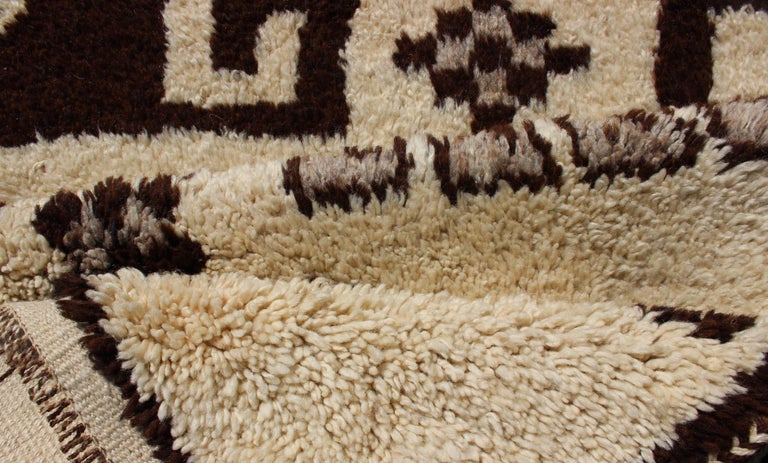 Bold Vintage Turkish Tulu Gallery Rug with Tribal Design in Dark Brown ...