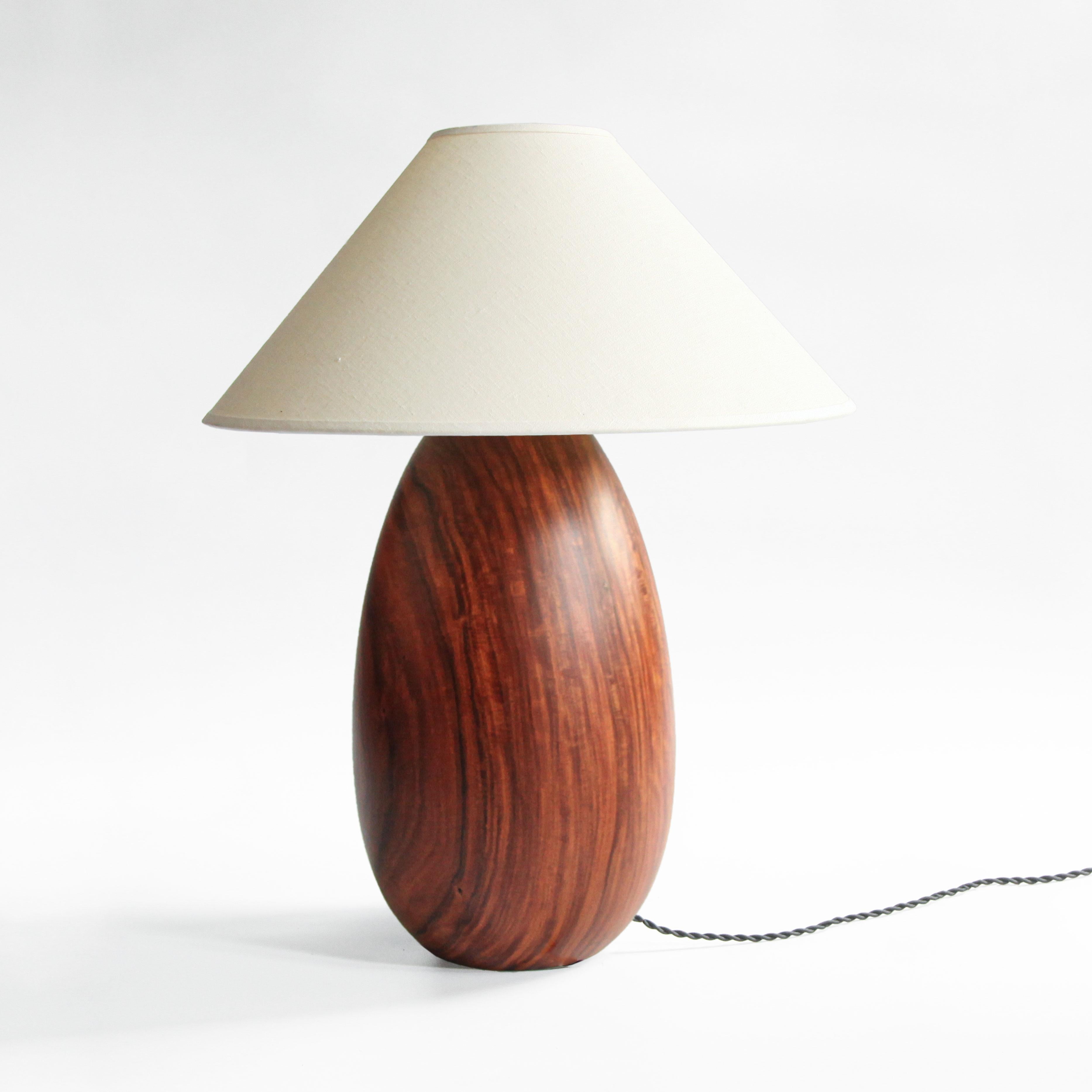 Bolivian Rosewood Lamp with White Linen Shade, Large, Árbol Collection ...