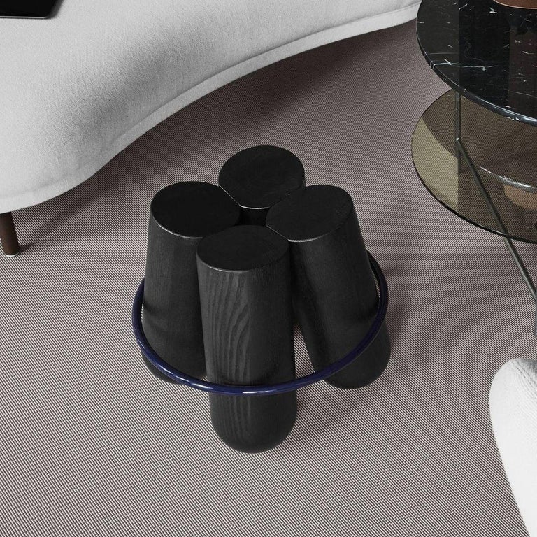 Bolt Stool Mat Black Ash Lazer Blue Ring by La Chance For Sale at 1stDibs