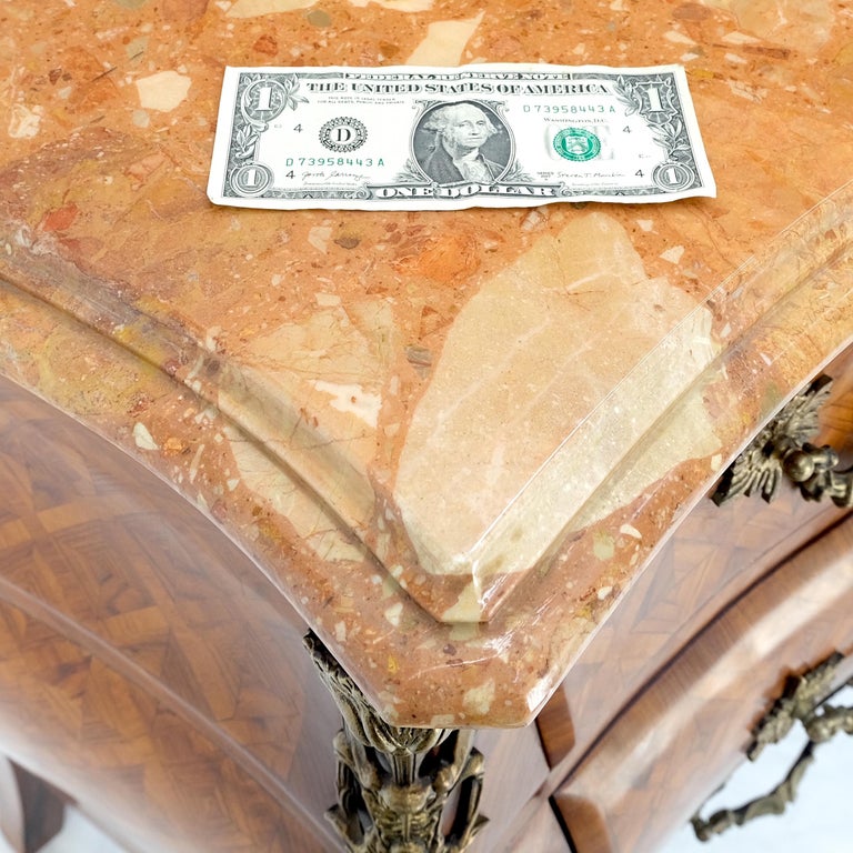 Bombe Bronze Ormolu Marble Top French Satinwood Louis XV 3 Drawers ...