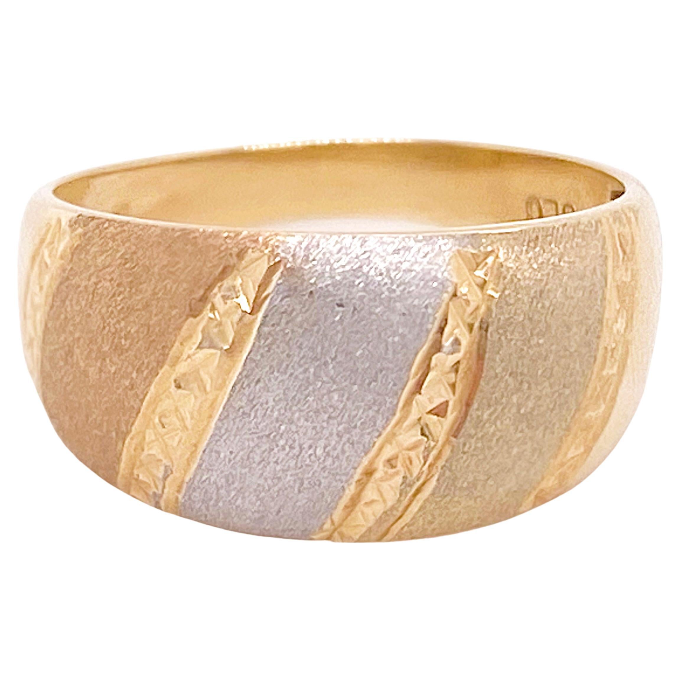 1960's Dome Pearl Two Color Gold Ring For Sale at 1stDibs