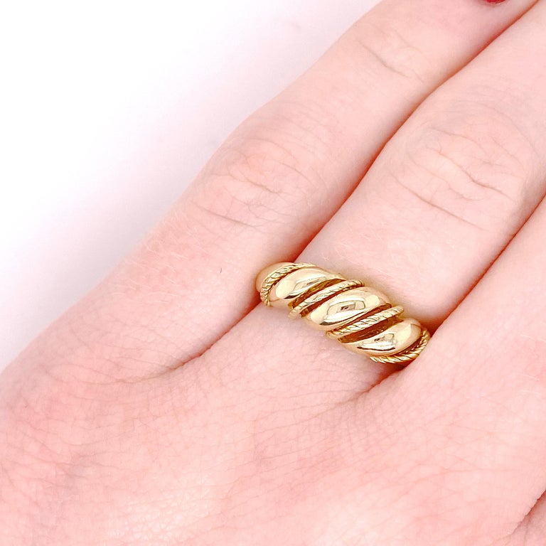 Bombe Dome Ring, Twisted Band, and High Polish Yellow Gold For Sale at ...