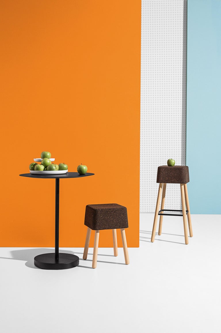 Bombetta Stool Cube Low, with Ash Legs and Dark Cork Seat by Discipline ...