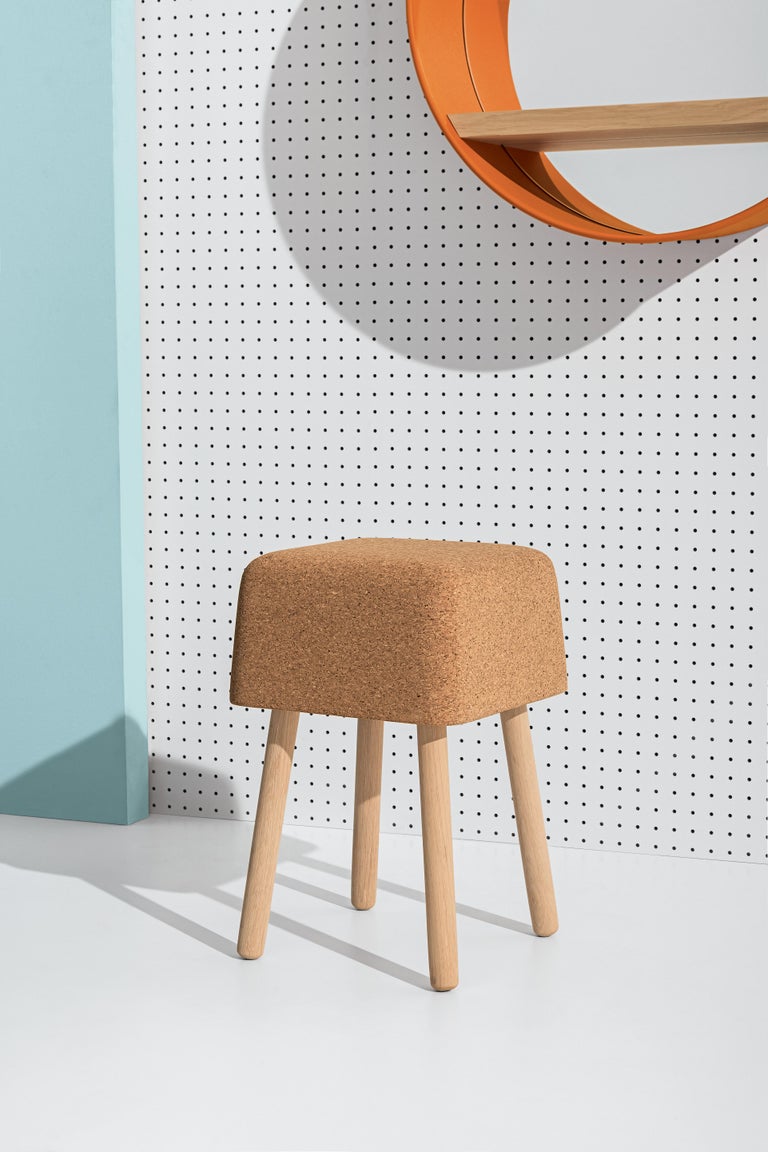 Bombetta Stool Cube Low, with Ash Legs and Dark Cork Seat by Discipline ...