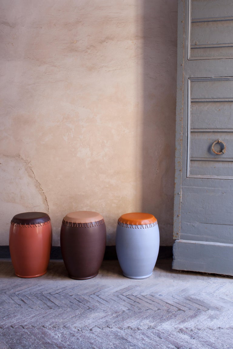 Bombo Leather Side Table by Nestor Perkal For Sale at 1stDibs