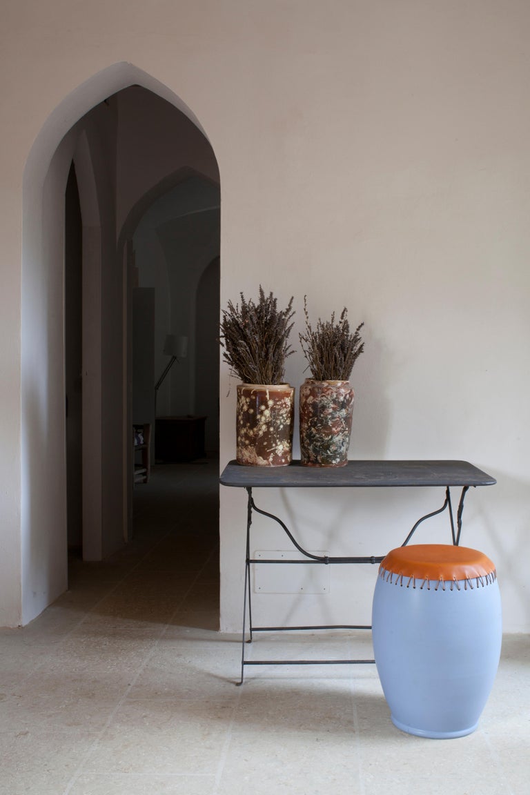 Bombo Leather Side Table by Nestor Perkal For Sale at 1stDibs