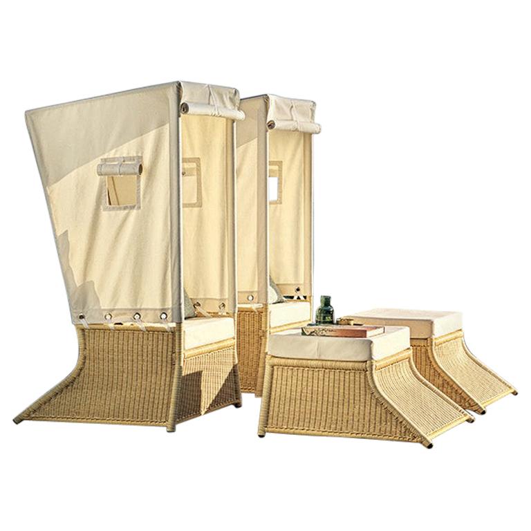 Bonacina 1889 Beach Cabin Outdoor Ottoman, Nude Finish, Mary Bloch ...