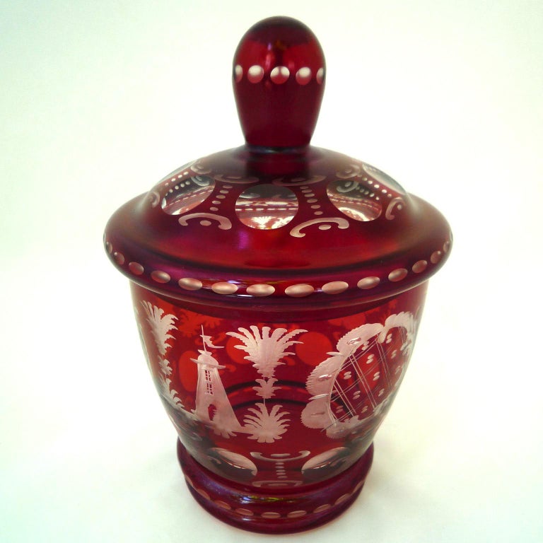 Bonboniere Ruby Glass Overcast and Cut, circa 1890 For Sale at 1stDibs