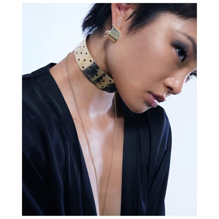 Bond Hardware Perforated Hoop Earrings 'Exclusive' For Sale at 1stDibs