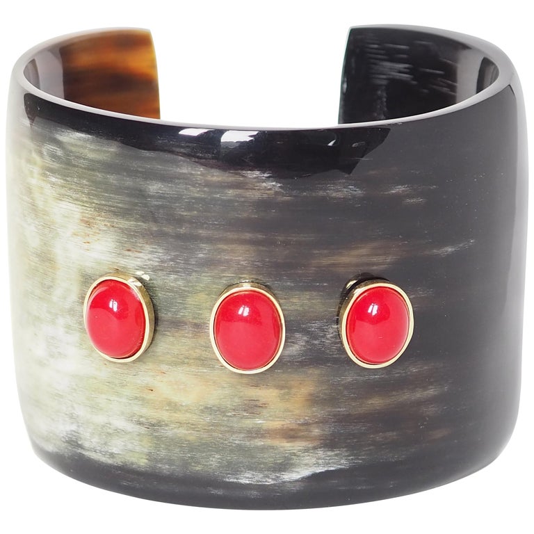 Bone Bangle Gold Coral For Sale at 1stDibs