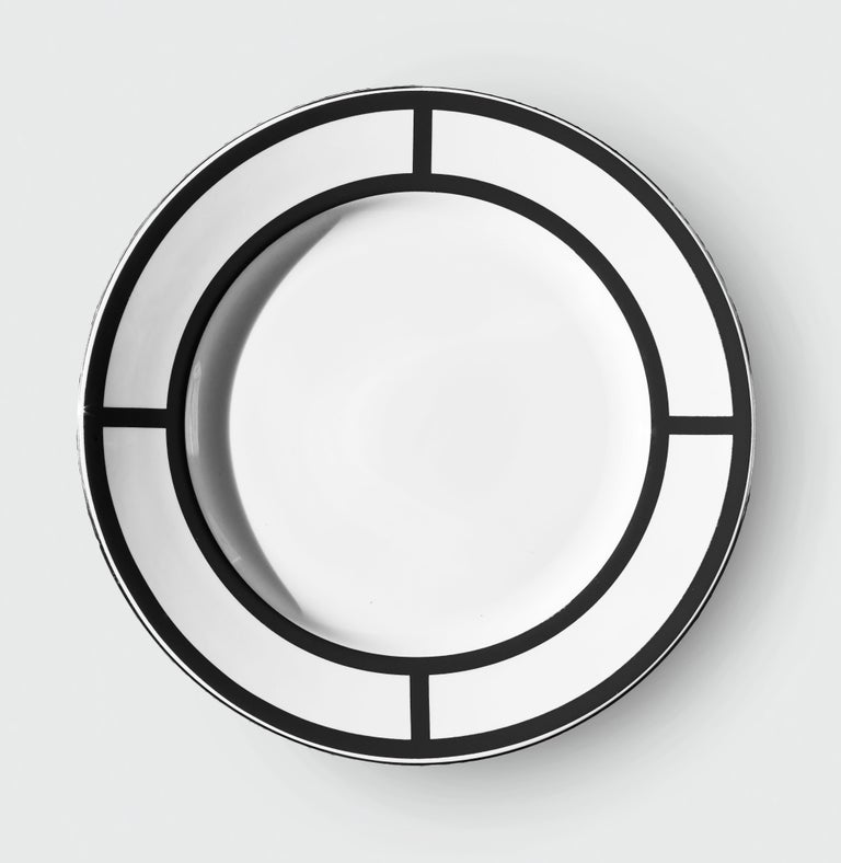 Bone China Soup Plate with Monochrome Heritage Print, Made in Stoke-on ...