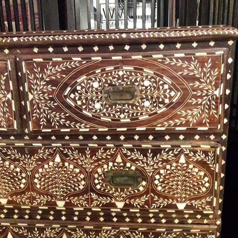 Bone-Inlaid Drawer Chest with Marble Top from India, 20th Century at ...