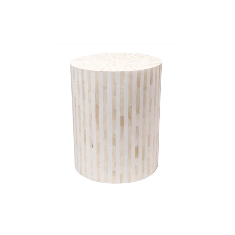Bone Inlay End Table in Black and White For Sale at 1stDibs