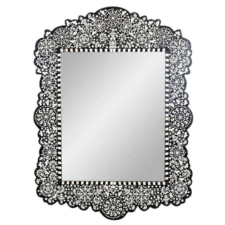Bone Inlay Shaped Mirror at 1stDibs