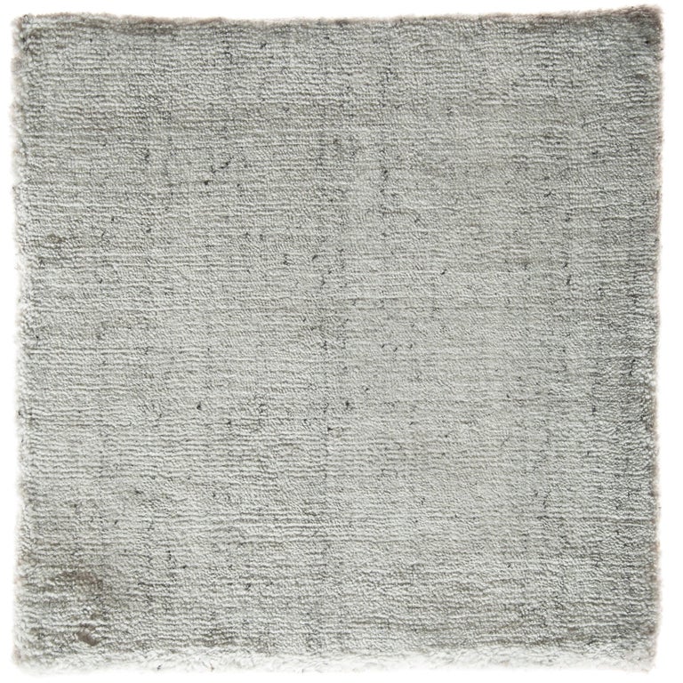 Solid White Rug with Slate Specks Made by Hand-Loom with Bamboo Silk ...