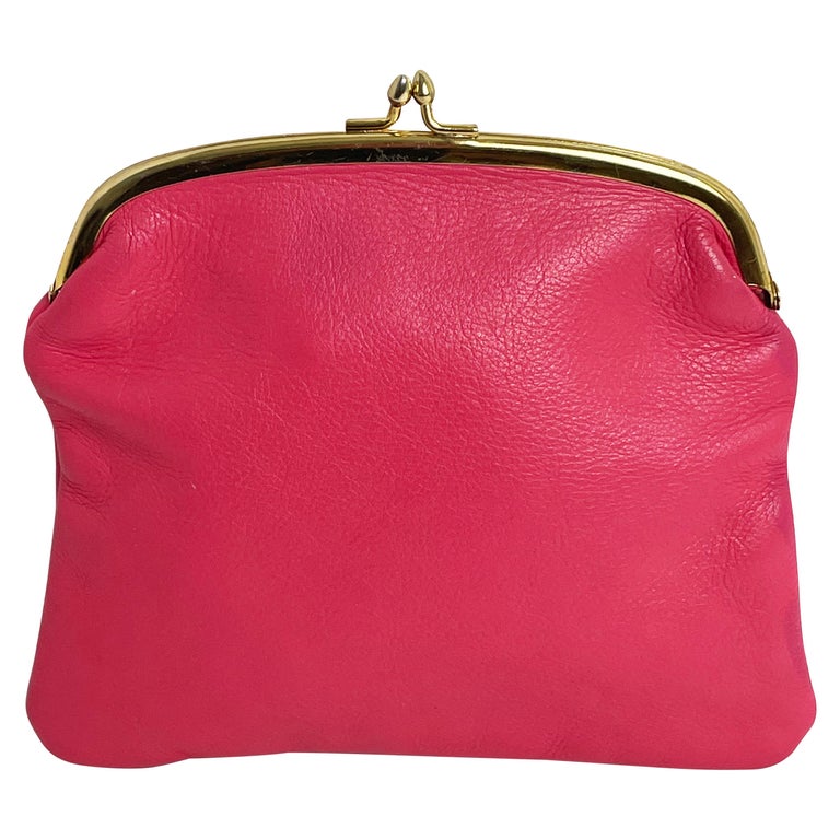 Bonnie Cashin for Coach Clutch Bag Pink Leather Kiss Lock Pouch Cashin ...