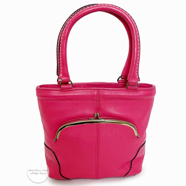 Bonnie Cashin for Coach Kiss Lock Tote Rare Pink Leather Vintage 60s ...