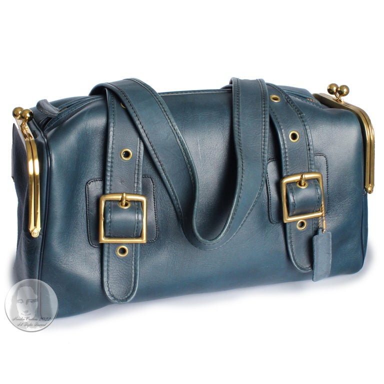 Bonnie Cashin for Coach RFD Mailbox Bag or Tote Teal Blue Leather 70s ...