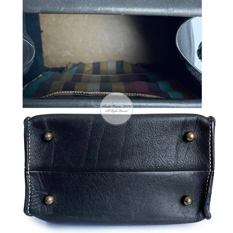 Bonnie Cashin for Coach Tote Bag Black Leather Kisslock Hinge Handle ...