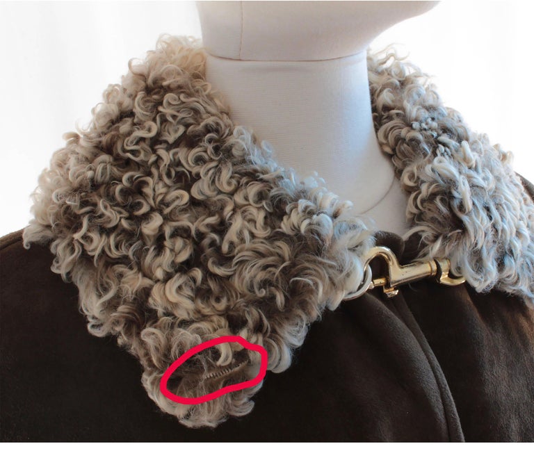 Bonnie Cashin for Sills Cape Brown Suede with Curly Lamb Collar Vintage ...