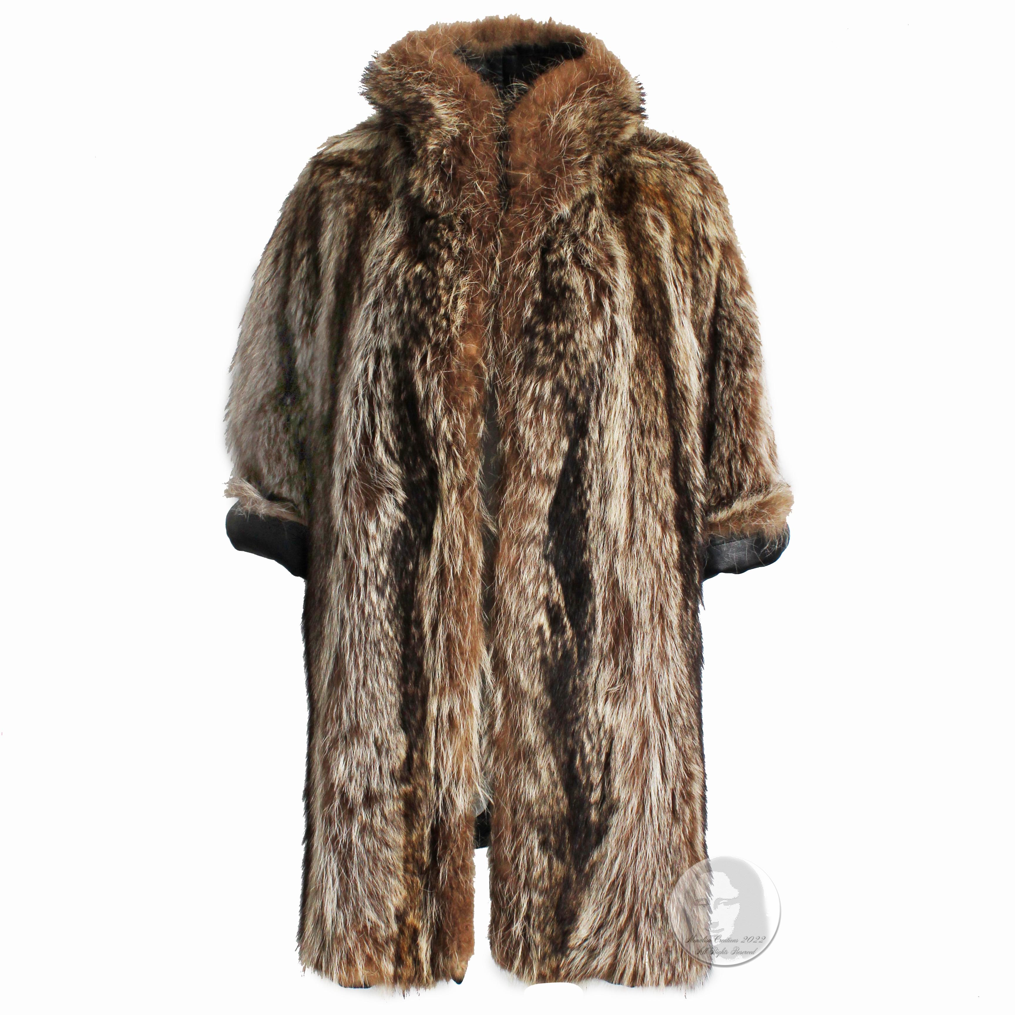 Bonnie Cashin for Sills Coat Reversible Black Leather Raccoon Fur ...