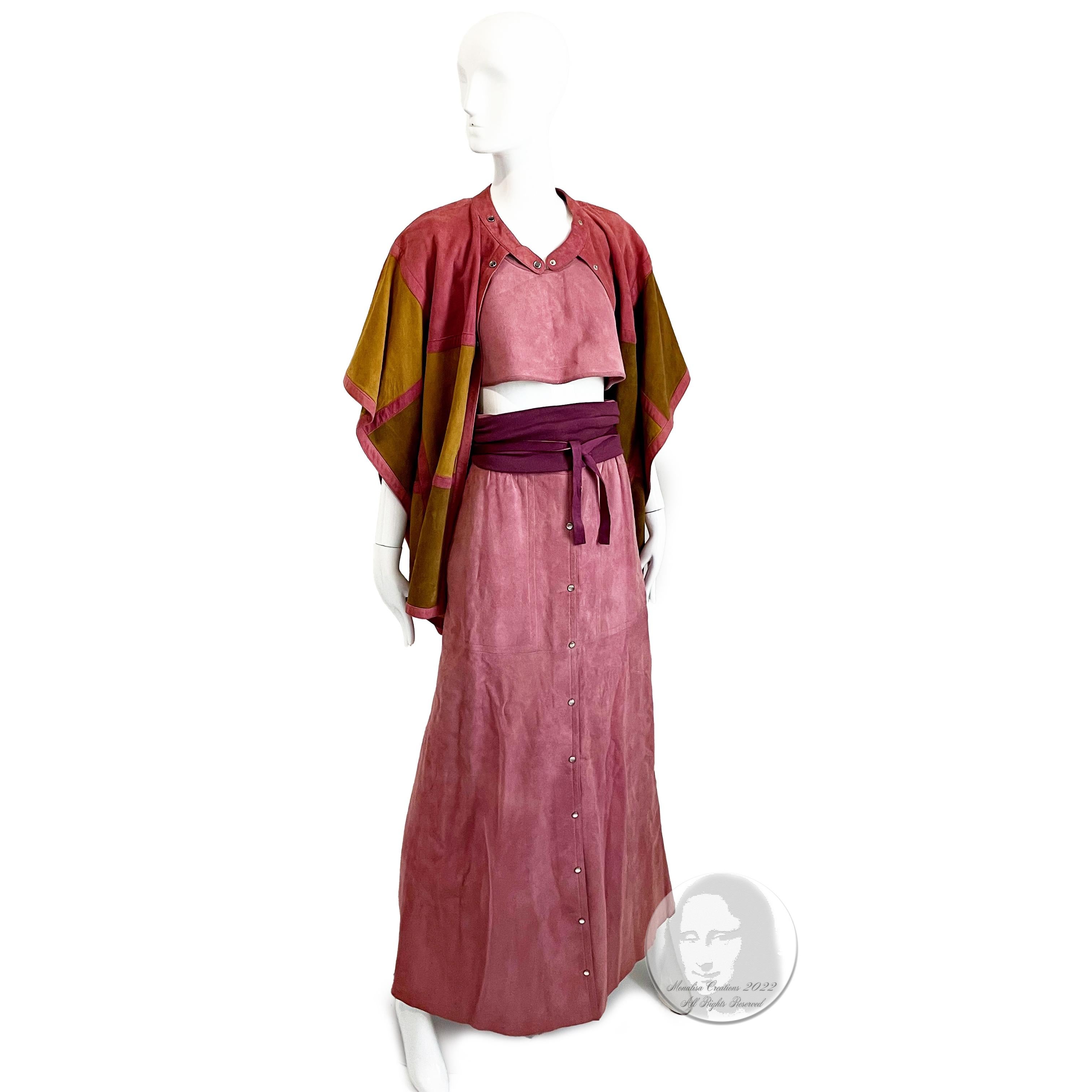 Bonnie Cashin for Sills Poncho Cape Suede Patchwork Pink Olive Vintage ...