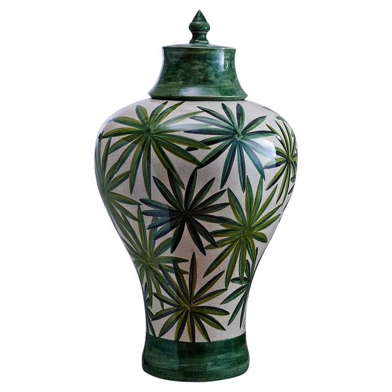 Bonnie Palme Green Potiche For Sale at 1stDibs