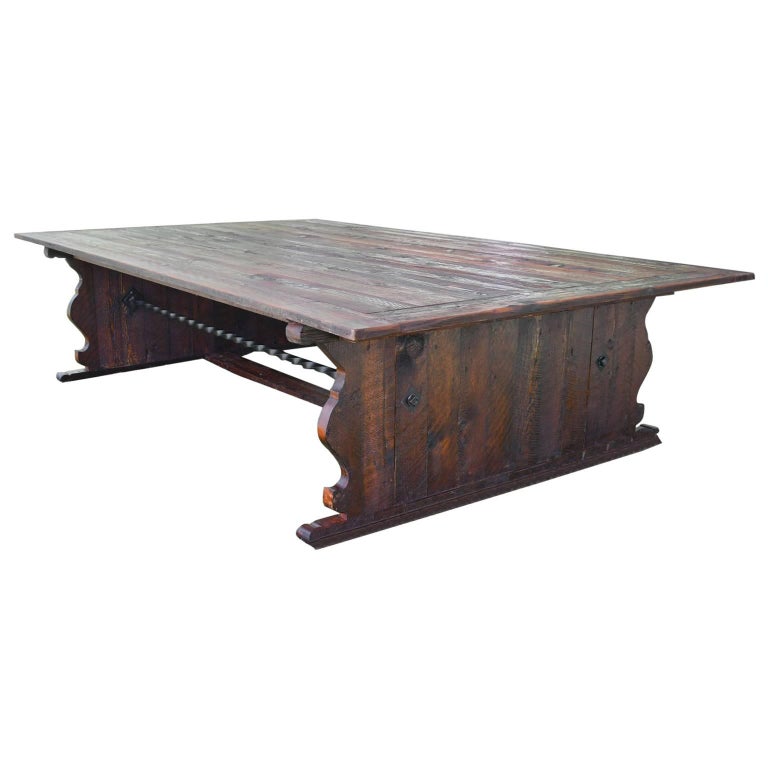 Bonnin Ashley Custom-Made 10' Long Dark-Wood Trestle Base Dining Table ...