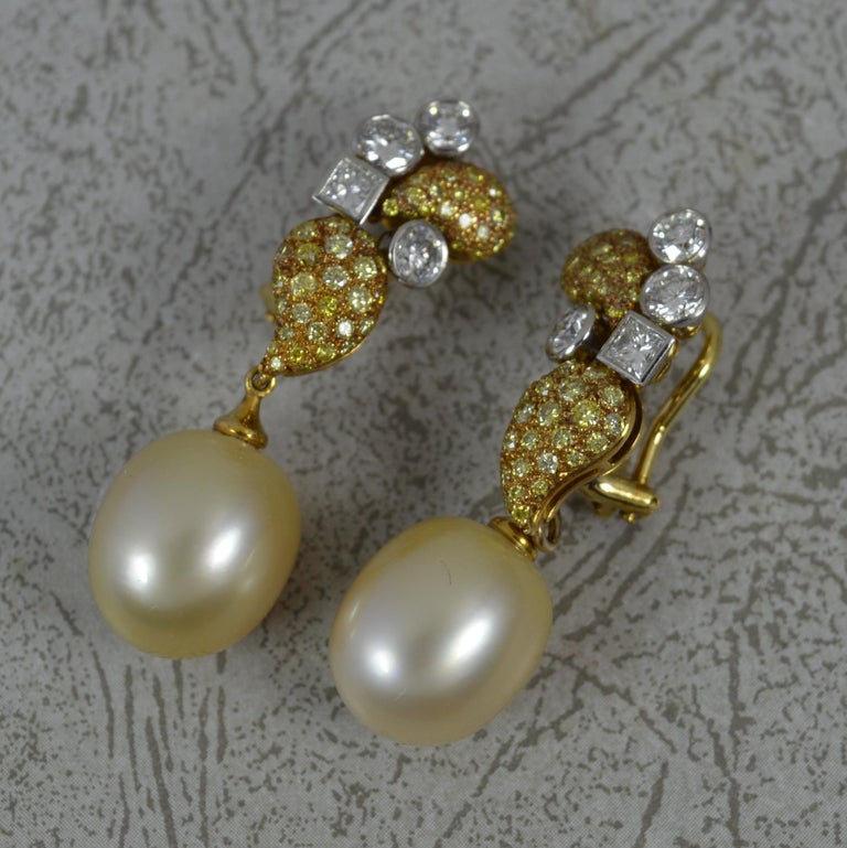 Boodles 2.79ct VS1 Diamond and Pearl 18ct Gold Drop Dangle Earrings For ...