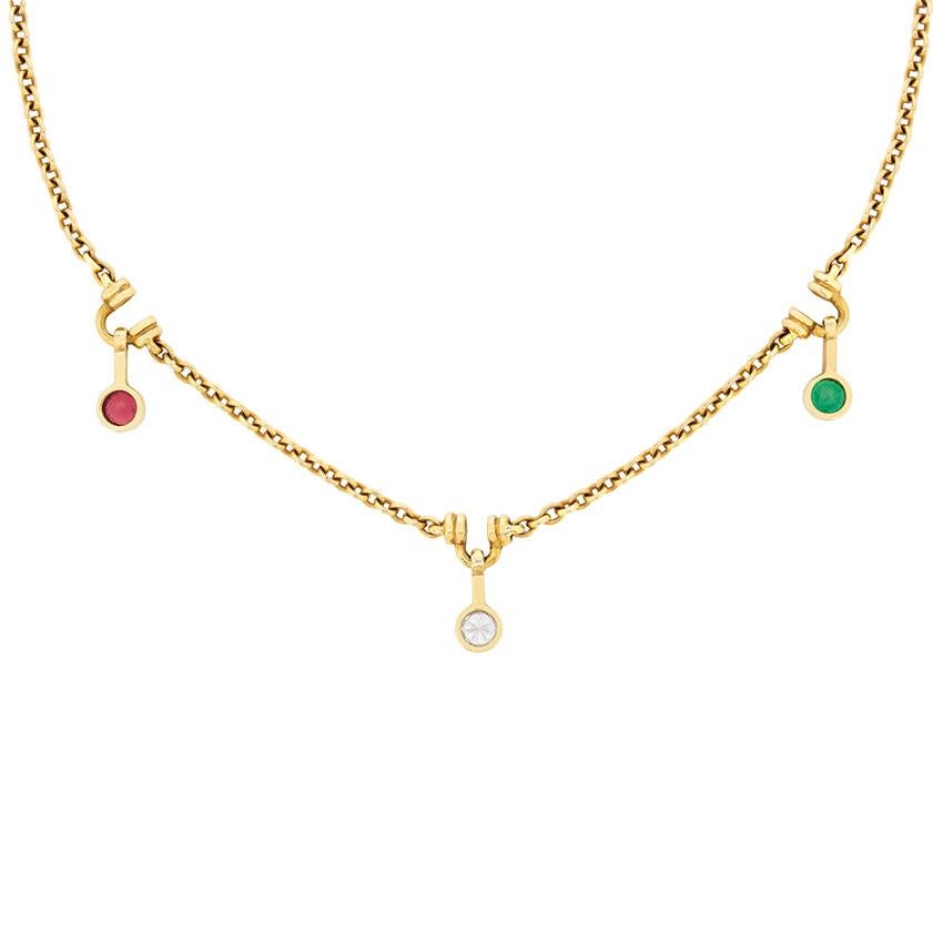 Boodles Diamond, Ruby and Emerald Drop Necklace, circa 1990s at 1stDibs
