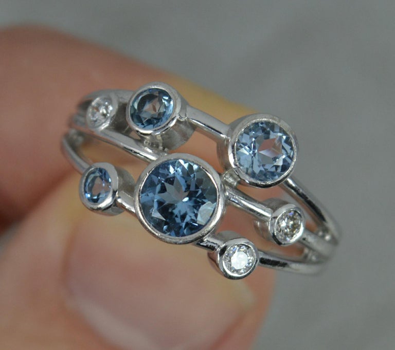 Boodles Raindance Design 18ct White Gold Aquamarine and Diamond Cluster ...
