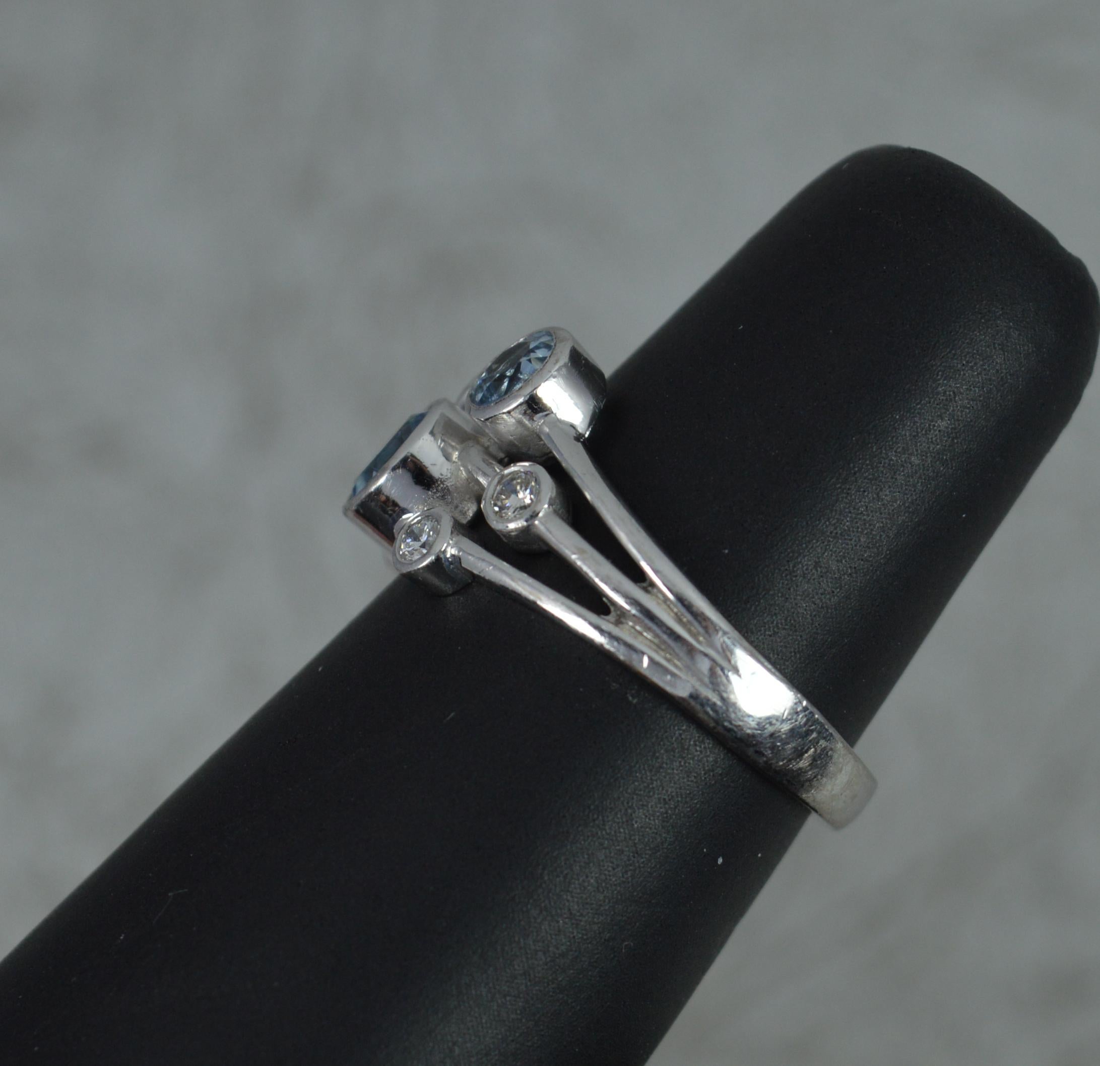 Boodles Raindance Design 18ct White Gold Aquamarine and Diamond Cluster ...