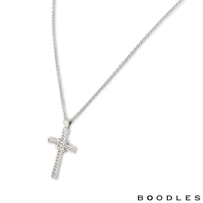 Boodles White Gold Diamond Set Cross Pendant at 1stDibs