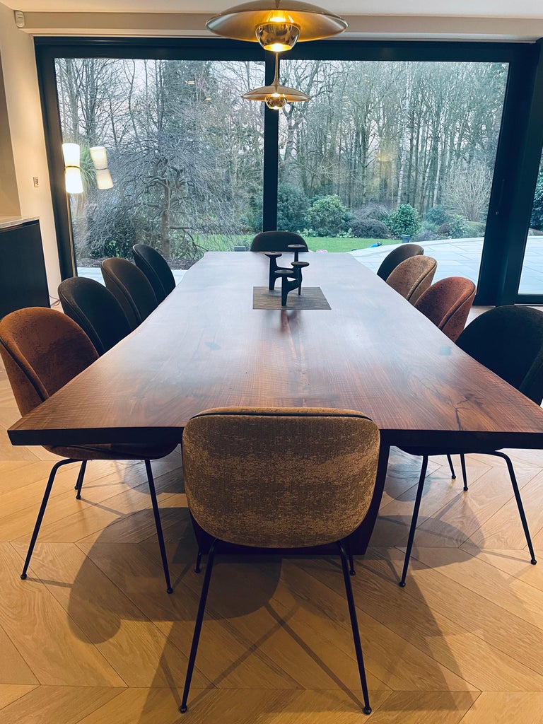 Book-Matched Rippled English Walnut Table For Sale at 1stDibs
