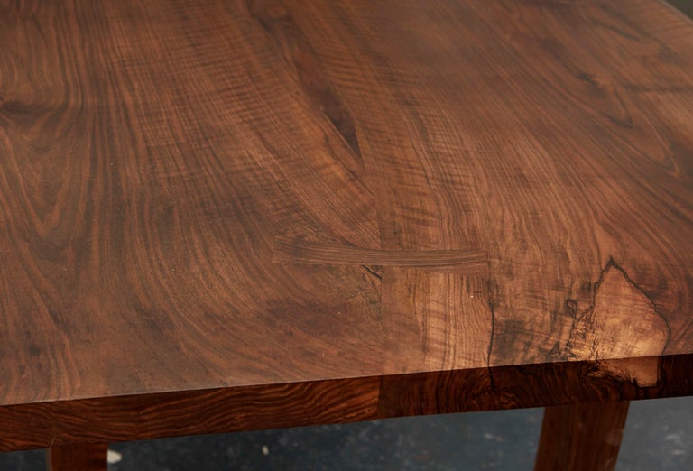 Book-Matched Rippled English Walnut Table For Sale at 1stDibs