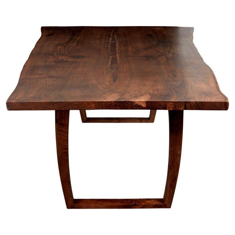 Book-Matched Rippled English Walnut Table For Sale at 1stDibs