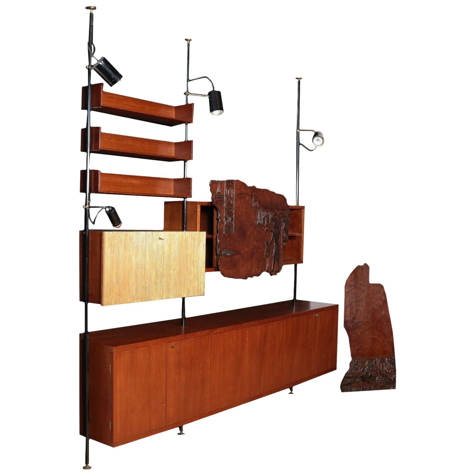 Bookcase Designed by Paolo Tilche Teak Veneer Vintage, Italy, 1950s ...