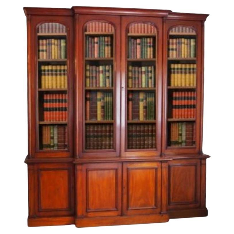 Mahogany Breakfront Bookcase Sheraton Secretaire Antique For Sale at ...