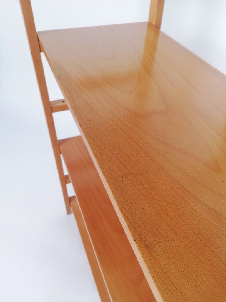 Bookcase in the Style of Cassina, Made in Beech Wood Designed by Enrico Tonucci For Sale at 1stDibs