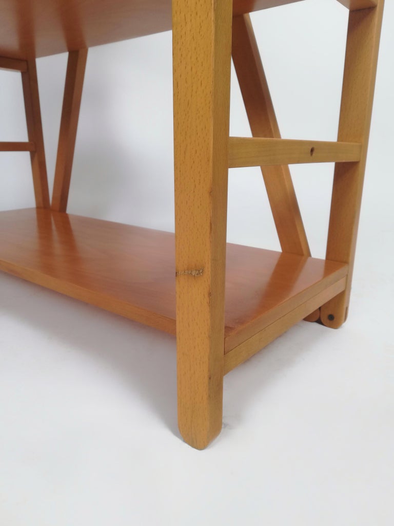 Bookcase in the Style of Cassina, Made in Beech Wood Designed by Enrico Tonucci For Sale at 1stDibs