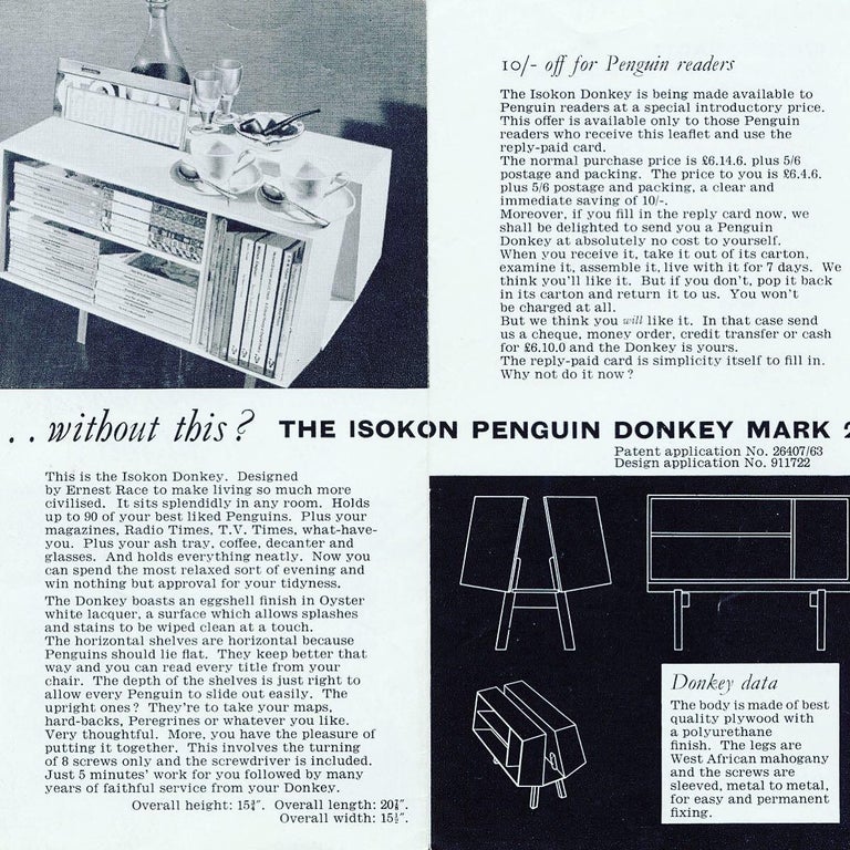 Bookcase Penguin Donkey Mark 2 for Isokon by Ernest Race, Uk 1963 at ...