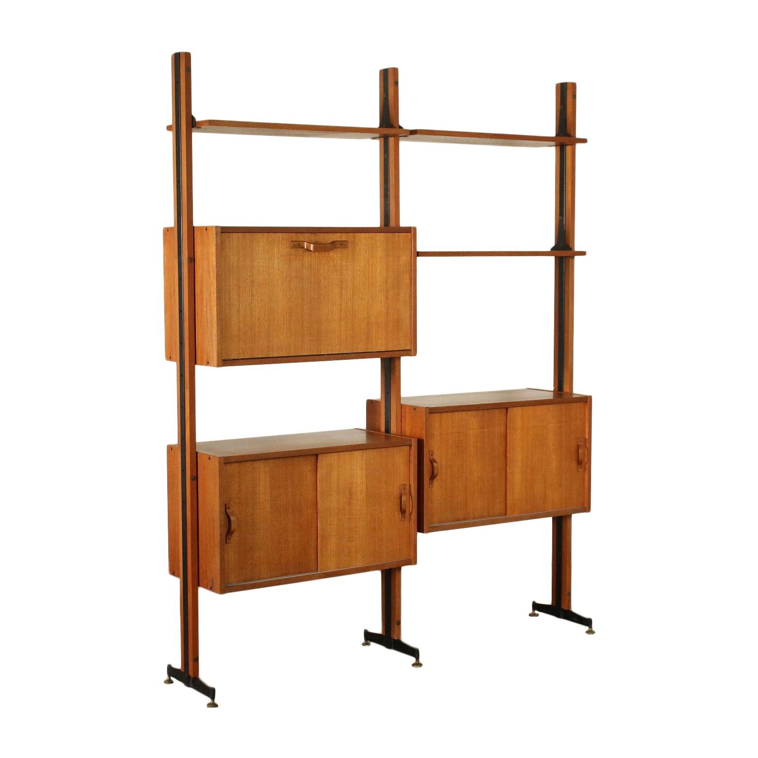 Bookcase Teak Veneer Metal, Italy, 1960s at 1stDibs