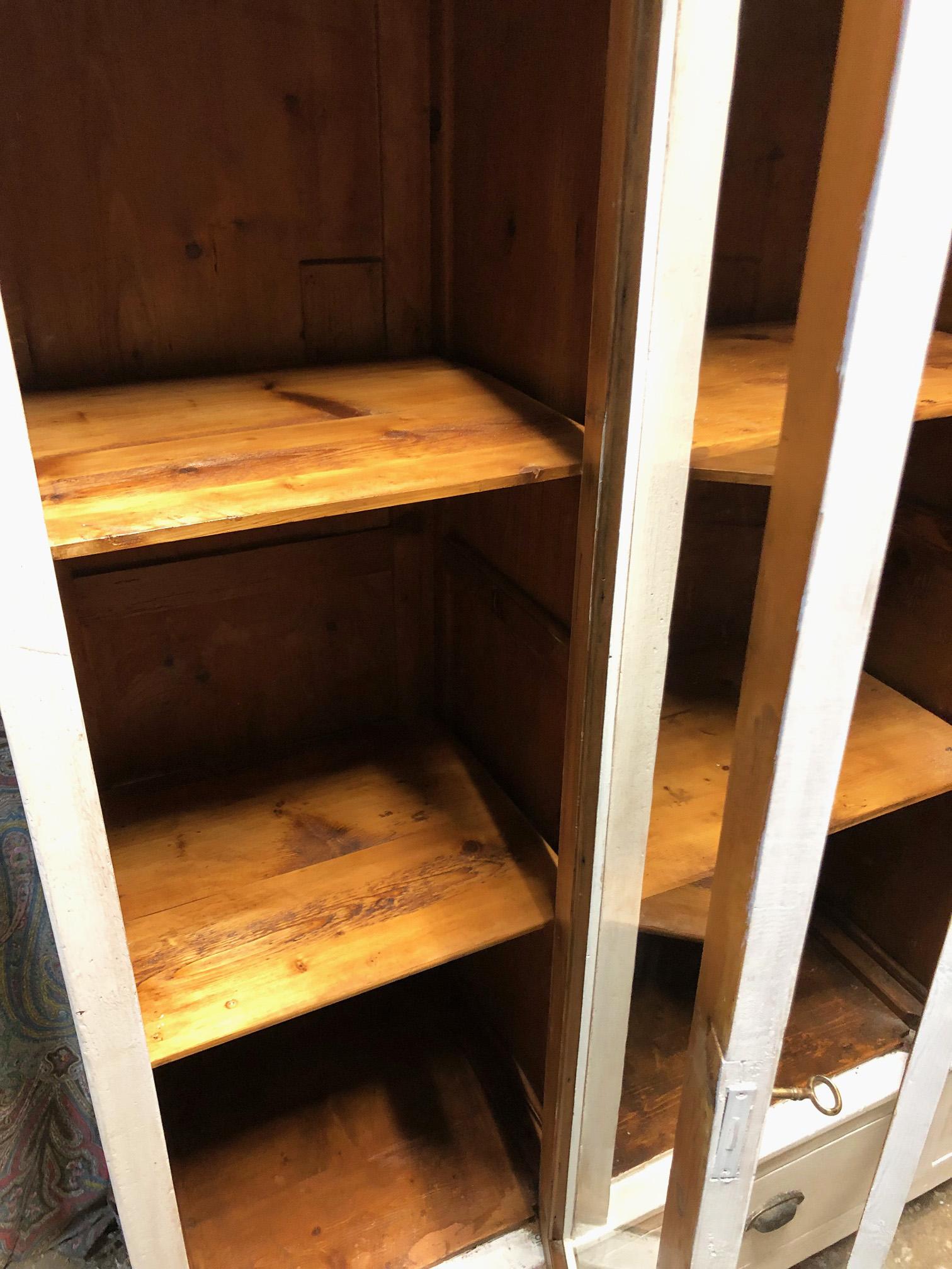 Bookcase Vitrines Shabby White Italian Fir from 1940 at 1stDibs