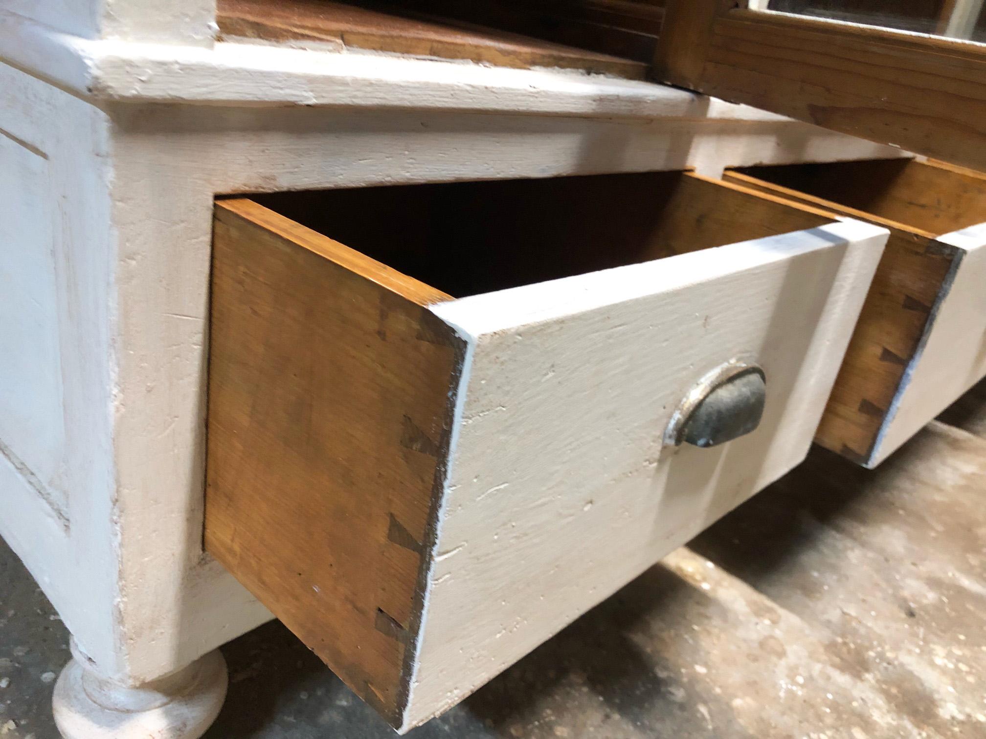 Bookcase Vitrines Shabby White Italian Fir from 1940 at 1stDibs