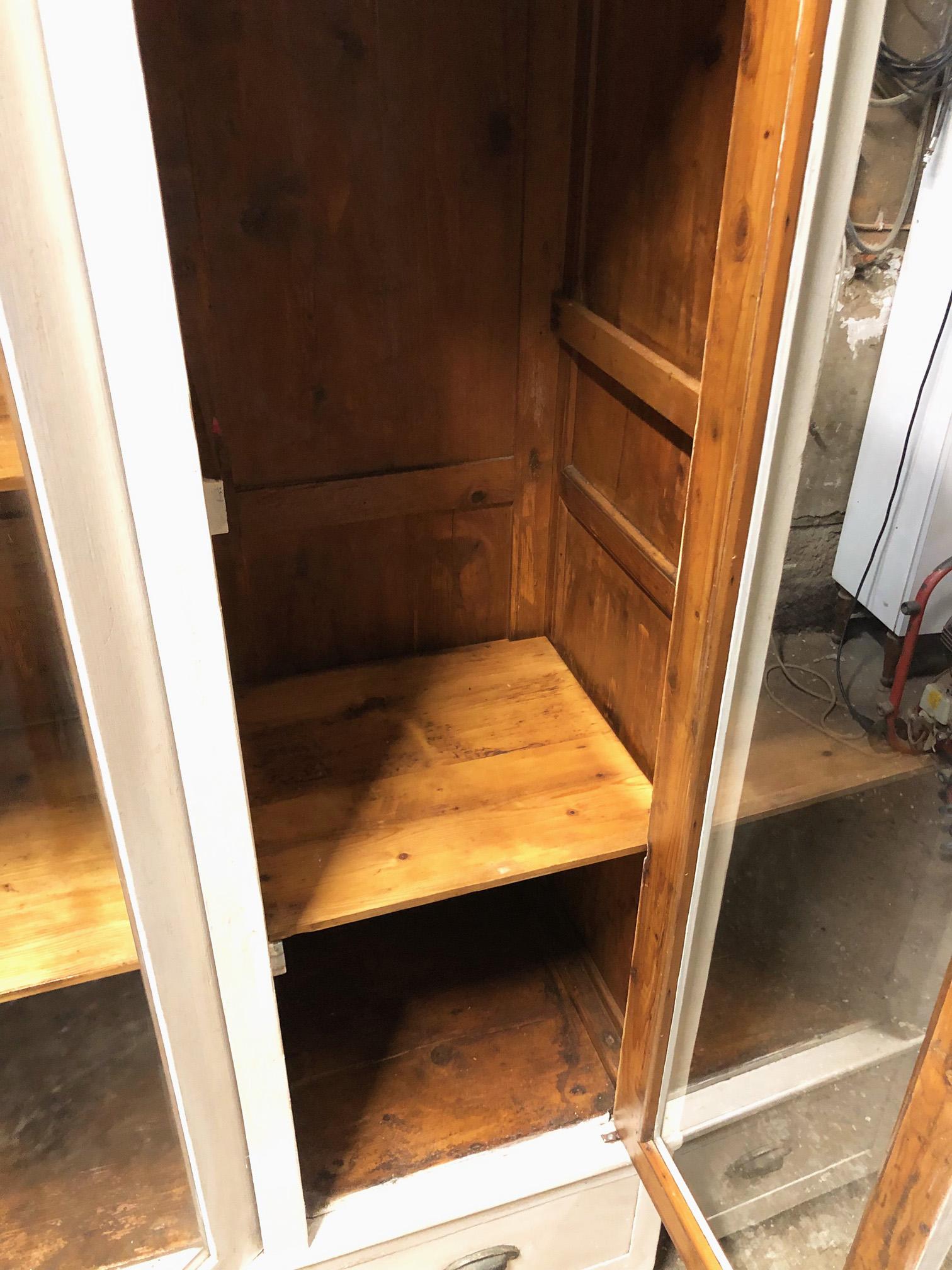 Bookcase Vitrines Shabby White Italian Fir from 1940 at 1stDibs